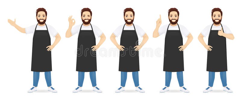 Handsome man in apron stock vector. Illustration of okay - 149414297