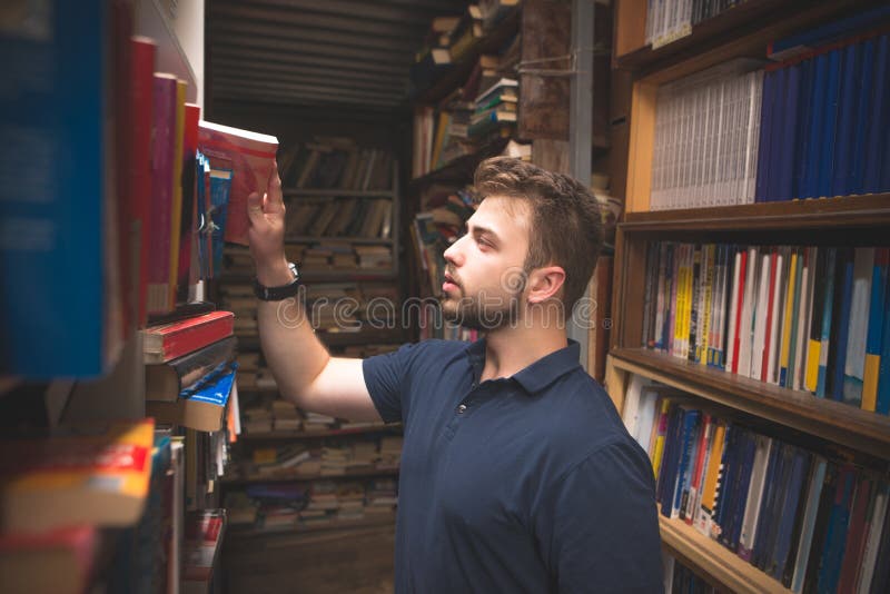 Handsome Man with a Beard is a Book from the Shelf Atmospheric Stock ...
