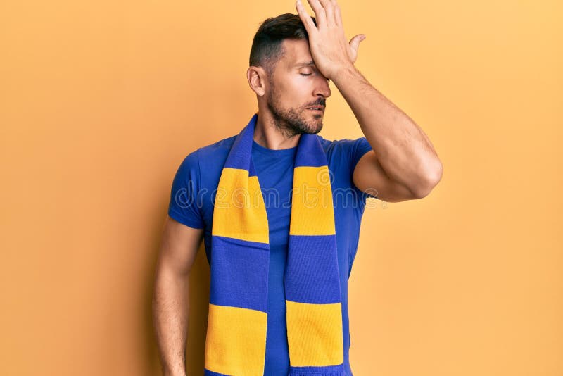 Handsome Man with Beard Football Hooligan Cheering Game Surprised with ...