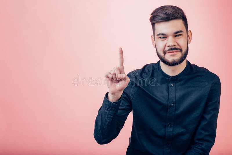 Handsome Man Pointing Up with Finger, Great Idea, Isolated Over White ... Handsome Man Pointing Up with Finger, Great Idea, Isolated Over White ...