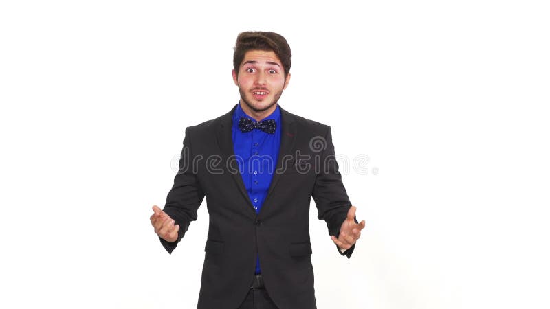 Handsome Man Being Surprised on a White Background Stock Video - Video ...
