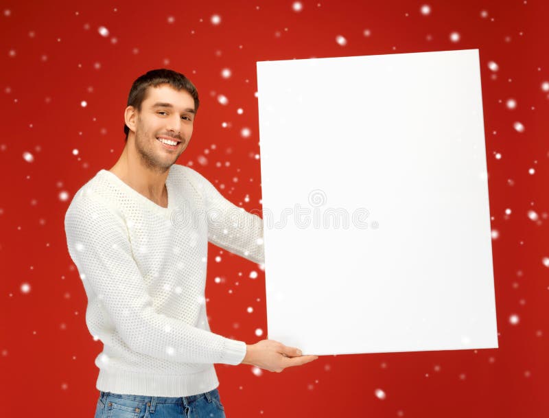 Handsome Man with Big Blank Board Stock Image - Image of billboard ...