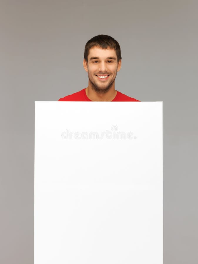 Handsome Man with Big Blank Board Stock Photo - Image of blank, people ...