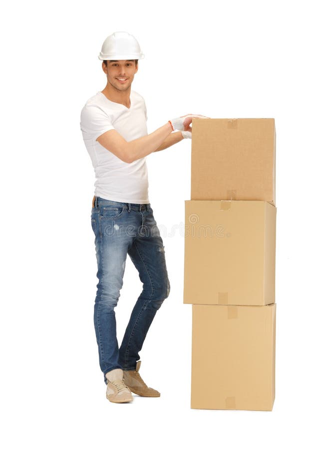 Handsome Man with Big Boxes Stock Photo - Image of package, gentleman ...