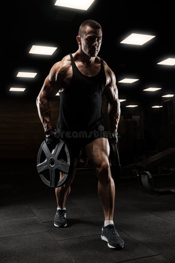 Handsome Man with Big Muscles, Posing at the Camera in the Gym Stock ...