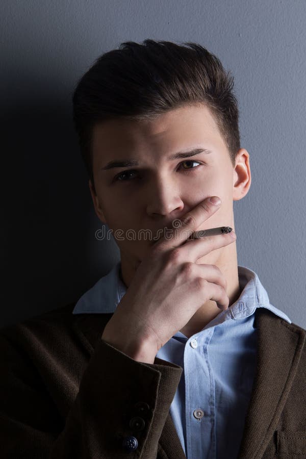 Handsome Man on Blue Background Stock Image - Image of enthusiastic ...