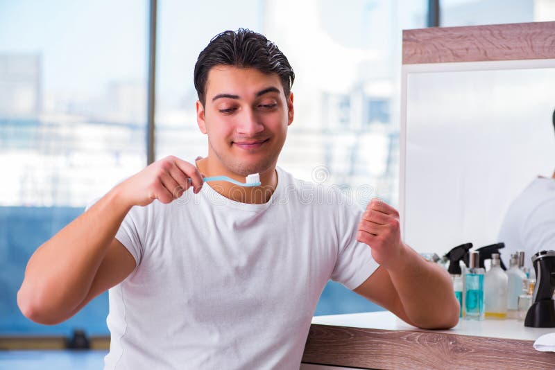 The Man Brushing His Teeth Isolated on White Stock Image - Image of ...