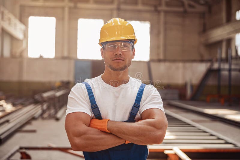 Handsome Man Builder Standing Inside Building Under Construction Stock ...