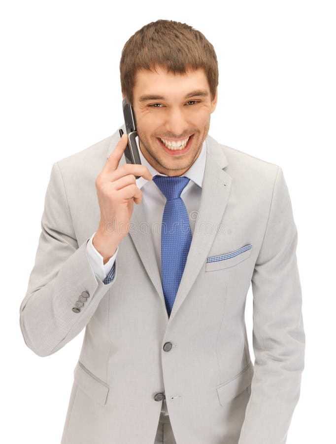 Handsome Man with Cell Phone Stock Image - Image of attentive ...