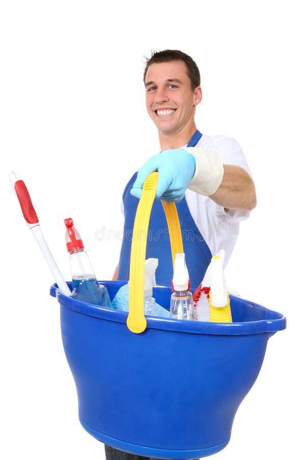 Handsome Man Cleaner stock image. Image of cleaner, apron - 8444071