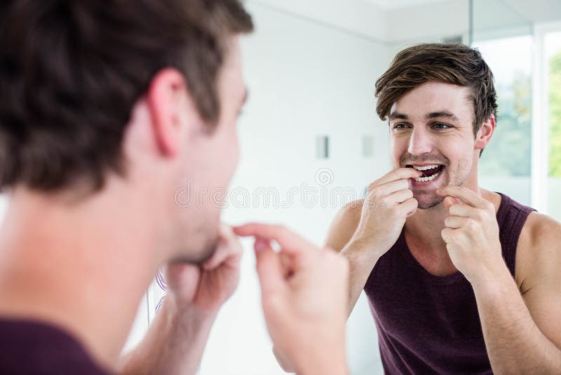 Handsome Man Cleaning His Teeth Stock Image - Image of brunette ...