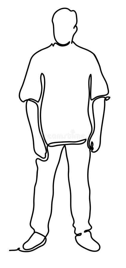 Handsome Man. Continuous Line Drawing. Isolated on the White Background ...