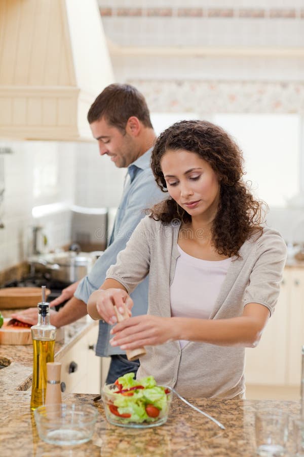 Handsome Man Cooking with His Girlfriend Stock Photo - Image of lunch ...