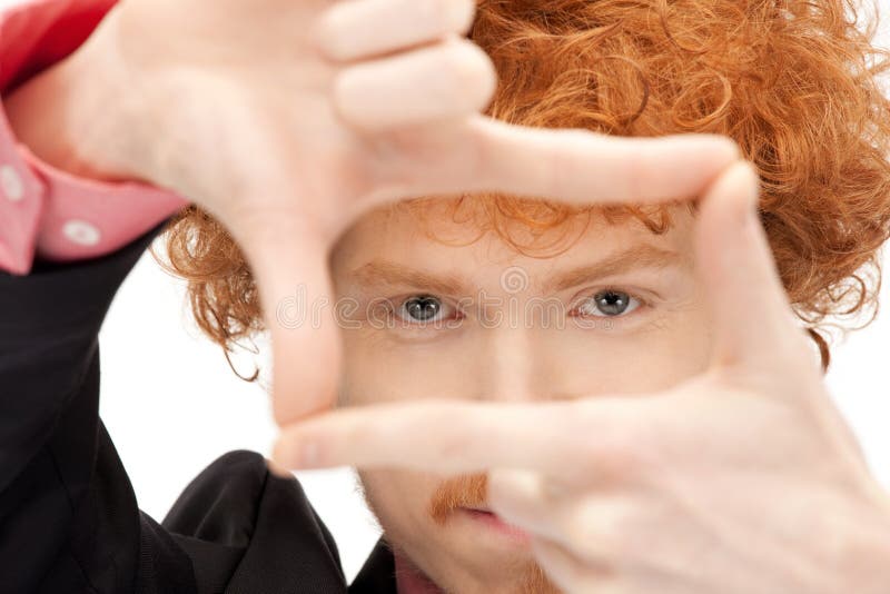 Handsome Man Creating a Frame with Fingers Stock Photo - Image of ...
