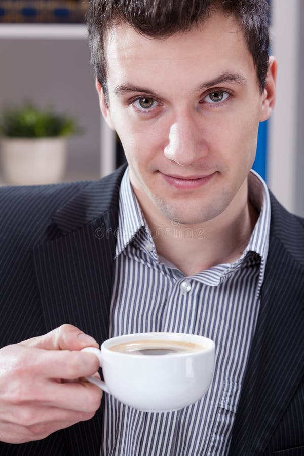 Handsome Man with a Cup of Coffee Stock Image - Image of friendly ...