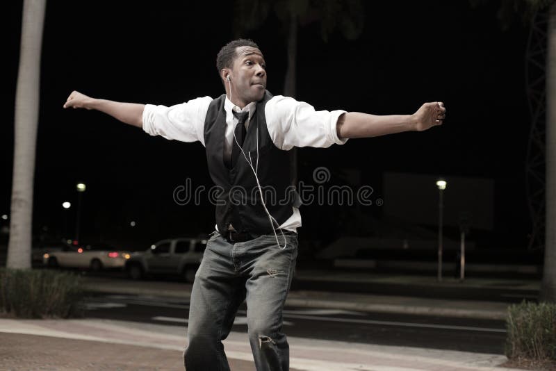 Handsome man dancing stock image. Image of style, listening - 11891101