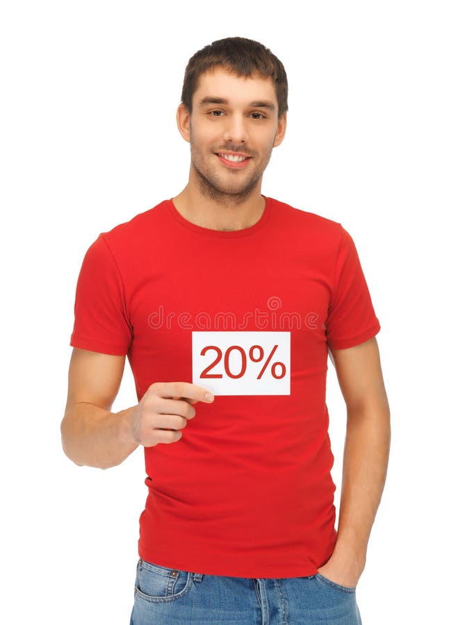 Handsome Man with Discount Card. Stock Image - Image of minus, message ...
