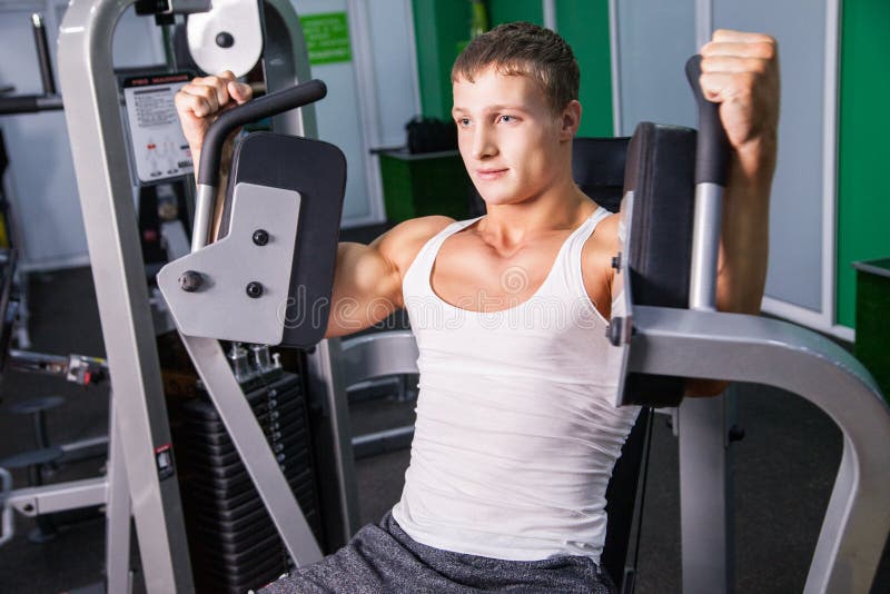 Handsome Man Doing Chest Exercise Stock Image - Image of exercise ...