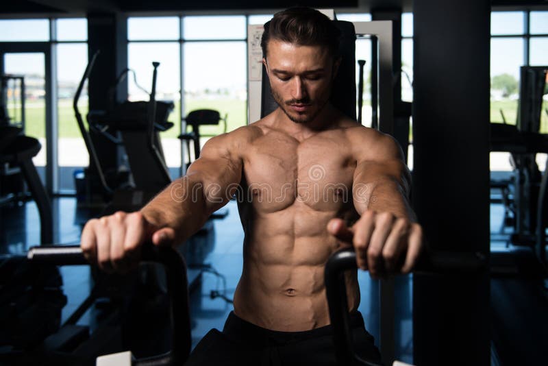 Handsome Man Doing Heavy Weight Exercise for Chest Stock Image - Image ...