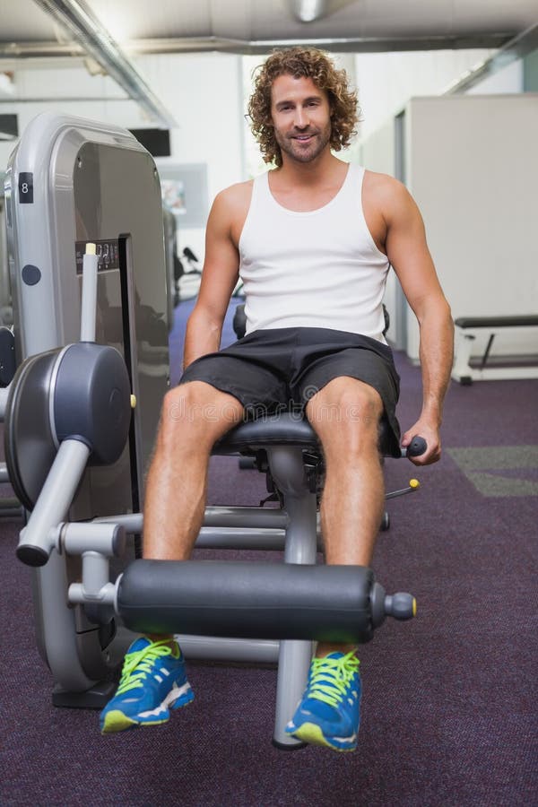 Handsome Man Doing Leg Workout at Gym Stock Image - Image of adult ...
