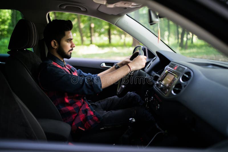 Portrait of Indian Handsome Man Driving a Car Stock Image - Image of ...
