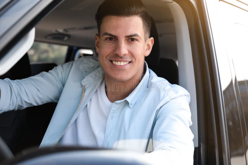 Handsome Man Driving His Modern Car Stock Photo - Image of owner, drive ...