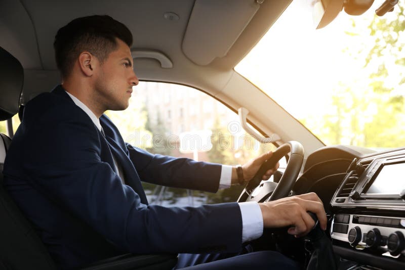 Handsome Man Driving His Luxury Car Stock Image - Image of lifestyle ...