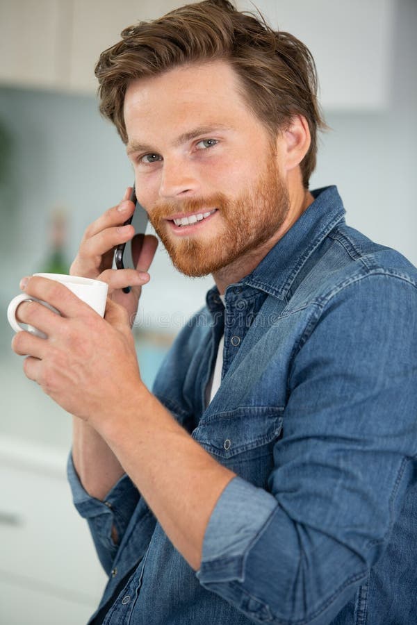 Handsome Man Enjoying Morning Time Stock Photo - Image of business ...