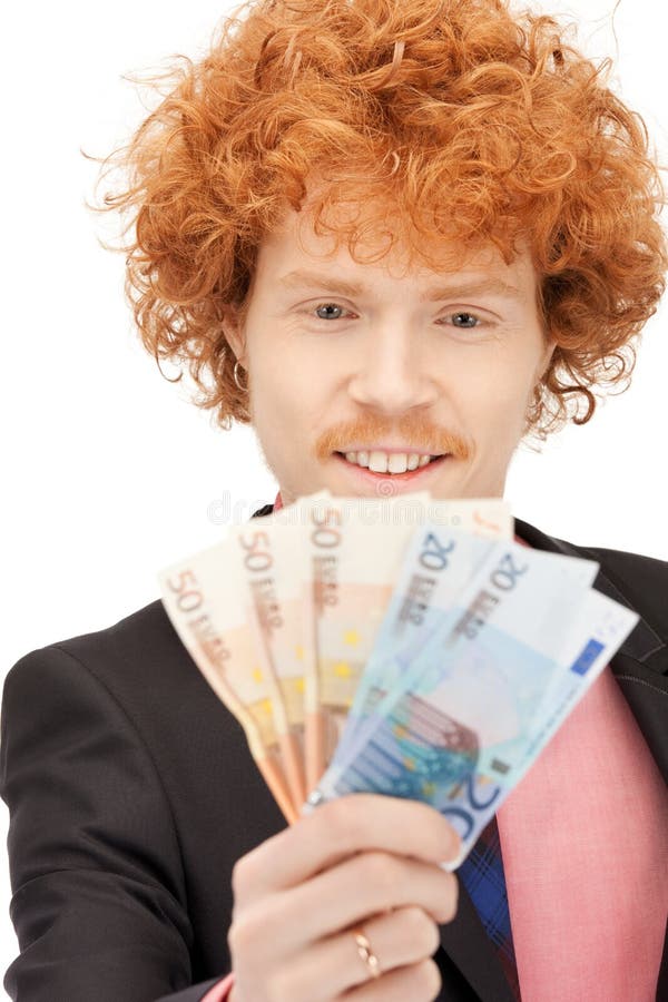 Handsome Man with Euro Cash Money Stock Photo - Image of cash, holding ...
