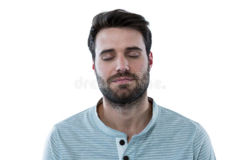 Handsome Man with Eyes Closed Stock Image - Image of open, isolated ...