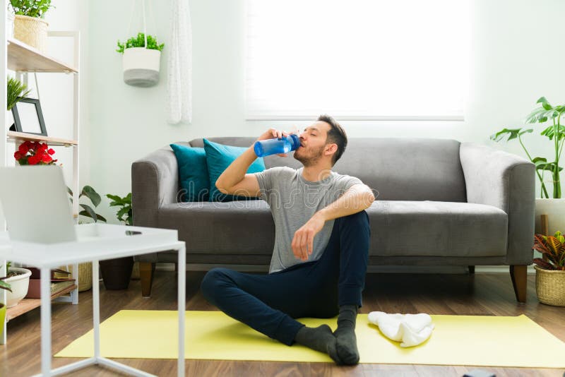 Handsome Man Finishing His Exercise Training Program Stock Photo ...