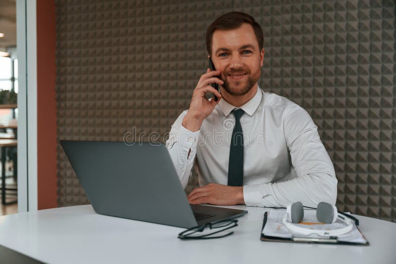 Handsome Man in Formal Clothes is Working by Laptop in the Office Stock ...