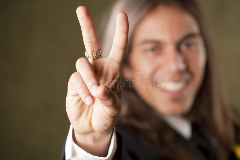 Pretty Girl Peace Sign stock photo. Image of attractive - 2956608