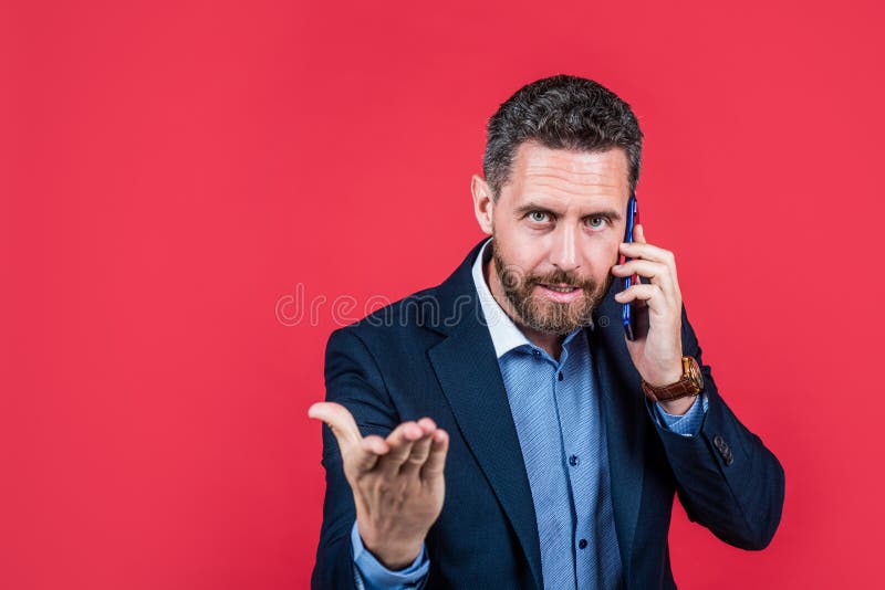 Handsome Man in Formalwear Speaking on Smartphone, Conversation Stock ...