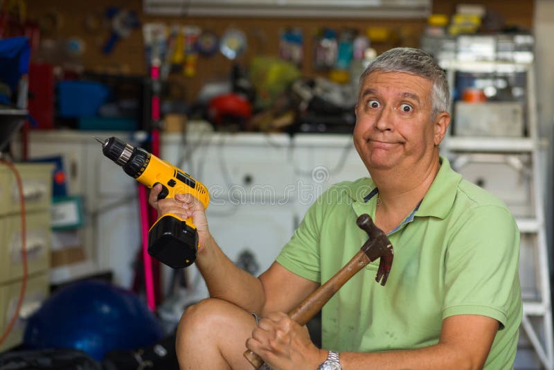 Handsome man in garage stock photo. Image of salt, hair - 28447804