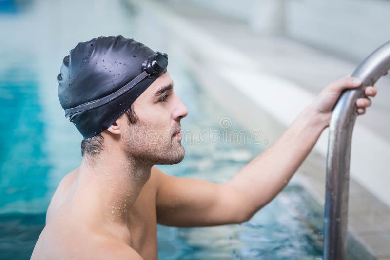 Handsome Man Getting Out of Water Stock Image - Image of looking ...