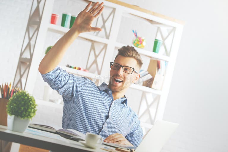 Handsome Man Greeting Someone Stock Image - Image of confident, modern ...