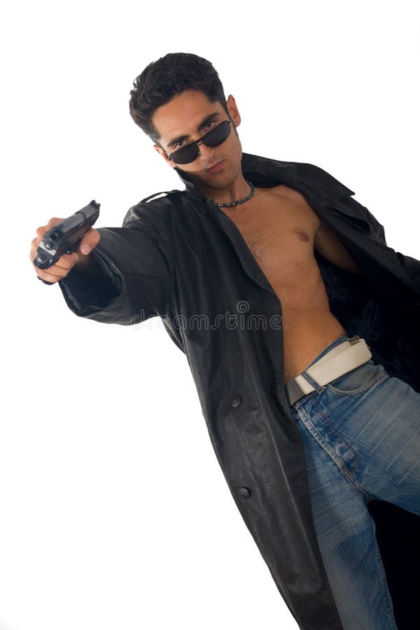 Handsome man with gun stock image. Image of hand, isolated - 6459069