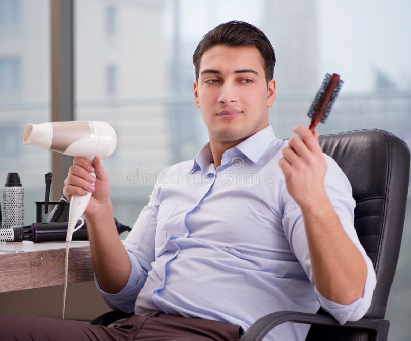 Handsome Man in Hair Salon Doing Haircut Stock Photo - Image of beauty ...