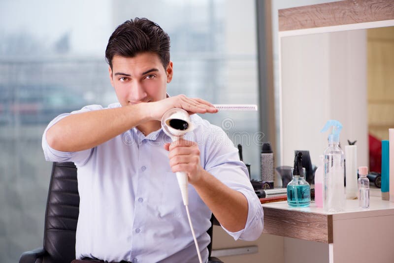 The Handsome Man in Hair Salon Doing Haircut Stock Image - Image of ...