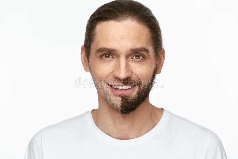 Handsome Man Half Face Shaved Stock Image - Image of exhausted, clean ...
