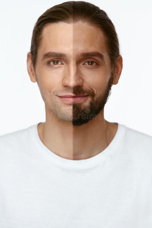 Handsome Man Half Face Shaved Stock Image - Image of body, face: 115656607