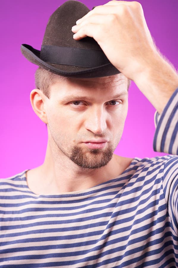 Handsome man in hat stock image. Image of adult, good - 43058793