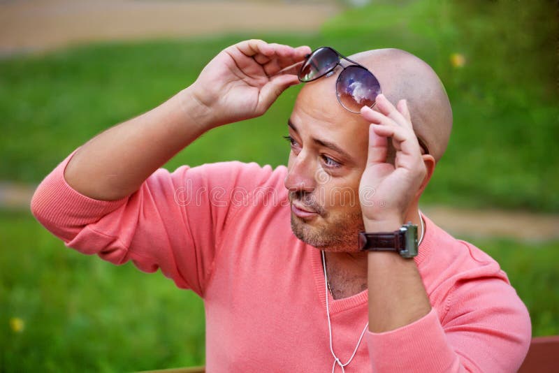 Handsome Man Have Rest Outdoor Stock Photo - Image of jeans, sunglass ...