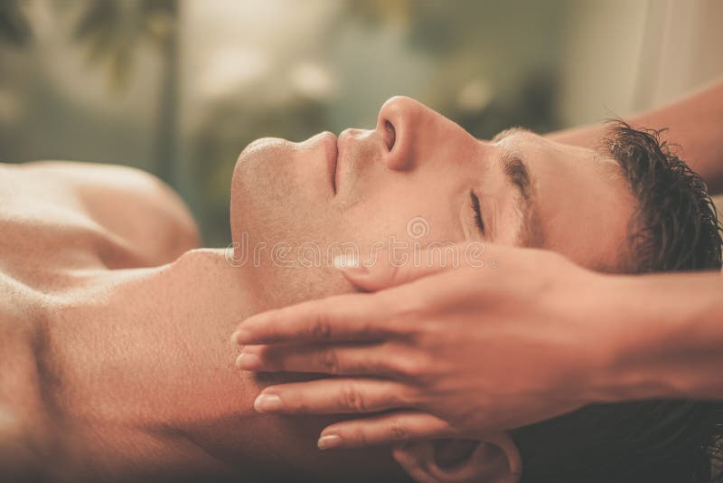 Handsome Man Having Massage in Spa Salon Stock Photo - Image of ...