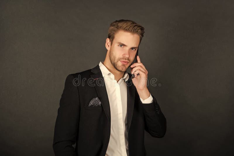 Handsome Man Having Phone Call Conversation, Modern Life Stock Photo ...