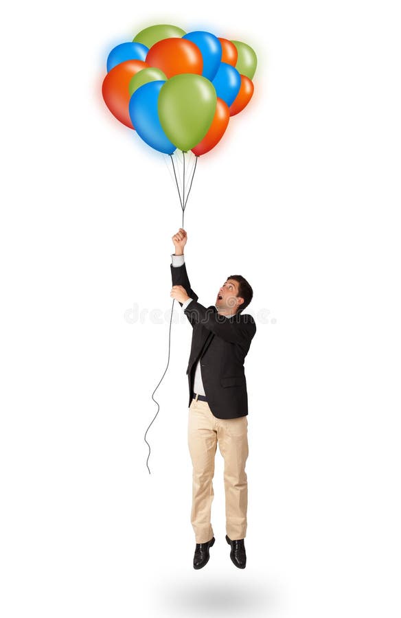 Handsome Man Holding Colorful Balloons Stock Photo - Image of helium ...
