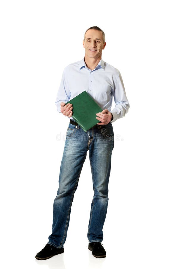 Handsome Man Holding His Calendar Stock Image - Image of document, blue ...