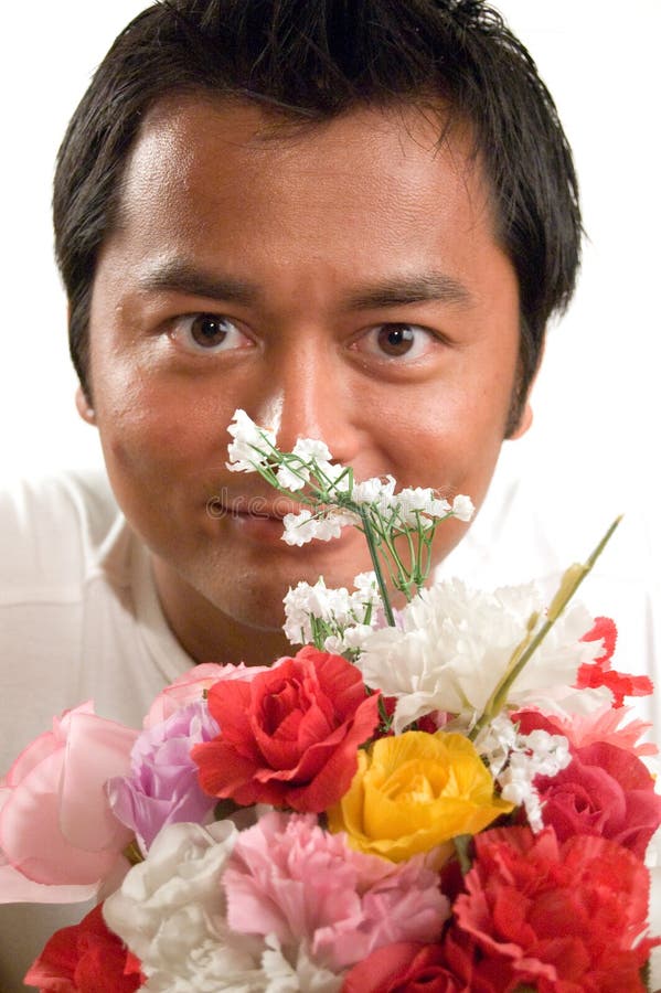 Handsome Man Holds Flowers Picture. Image: 3213535