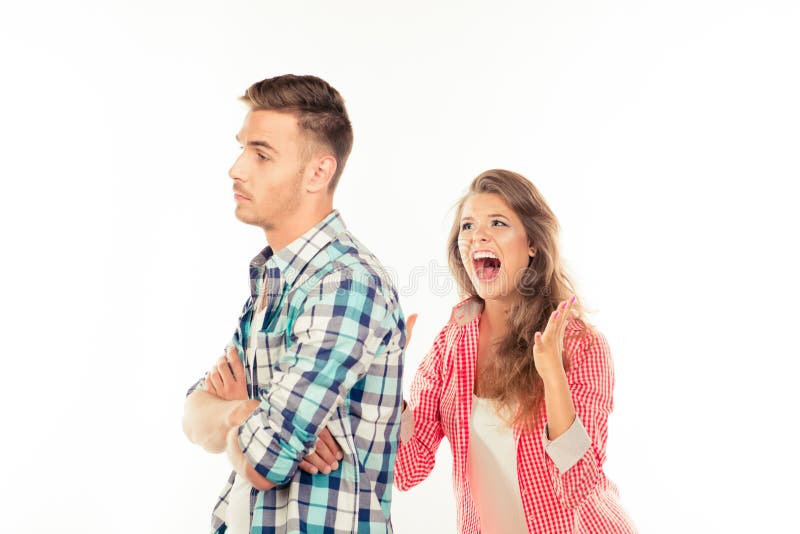 Handsome Man Ignore His Angry Girlfriend Stock Photo - Image of ...
